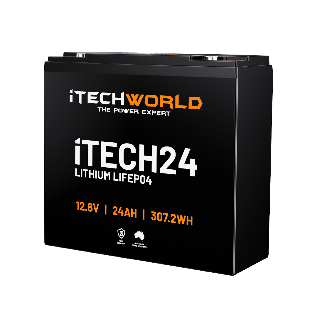 iTECH24 12v 24Ah Lithium Ion Battery - LiFePO4 Deep Cycle Camping RV S