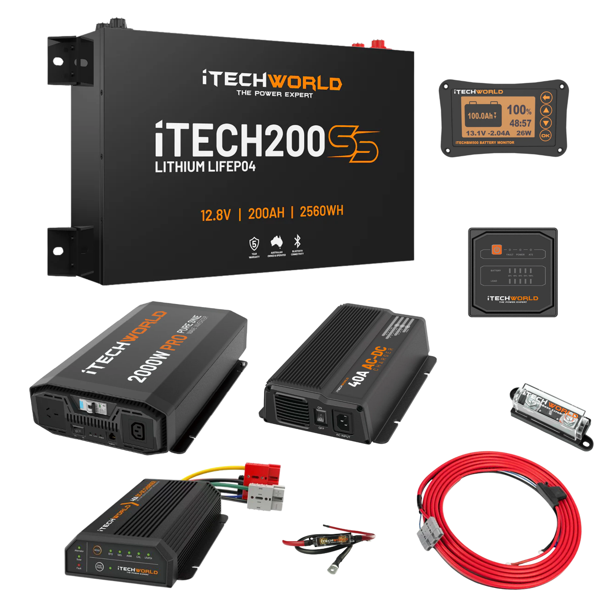 iTechworld | Complete Super Slimline 4WD Dual Battery Kit | 200Ah Lith